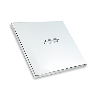 FEBTECH Square 27 X 27 Inches Stainless steel fire Pit cover fits 24 X 24 inches Drop-in burner Fire pit Pan lid Square Cover Grill fire ring lid Thick 1.5mm with handle