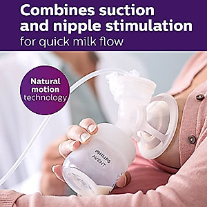Philips AVENT Double Electric Breast Pump Advanced, with Natural Motion Technology, with Clear Natural Response Baby Bottles, White Pump, Gray Bag, Pouch, and Belt, SCF394/62