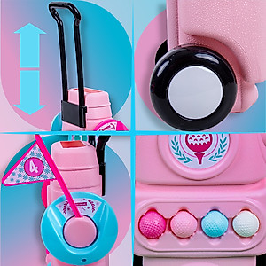 Hapinest Girl Toddler Golf Set, Mini Golf Set for Kids Girls Golf Clubs 8 Balls, 4 Clubs Putting Green Holes Bag Tees & Flags, Outdoor/Indoor Kids Golf Set Toy, Kids Golf Clubs 3-5 Years Old