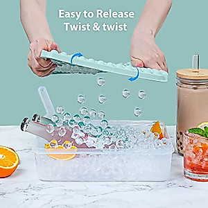 Combler Mini Ice Cube Tray with Lid and Bin, Ice Trays for Freezer 3 Pack, Upgraded 123X3 Pcs Small Round Ice Cube Trays Easy Release, Mini Ice Maker, Crushed Ice Tray for Chilling Coffee Drinks, Blue