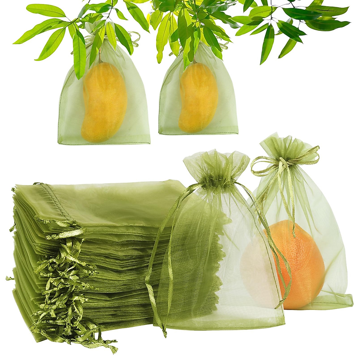 YQL 100Pcs 4"x6" Fruit Protection Bags,Fruit Netting Bags,Garden Netting Bags with Drawstring for Protecting Fruits and Vegetables