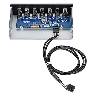 7 Port USB Hub Drive Bay,USB Hub Box Panel,USB2.0 Lossless Data Transmission USB Hub Drive Panel with 9pin-9pin Cable,Front Panel Hub for Scanner, Typewriter, Digital Camera
