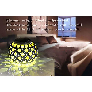 AMZSTAR Waterproof Color Changing Table Lamp, Solar Powered Mosaic Glass Ball LED Garden Lawn Night Light Lamps, Party Lights for Home,Yard, Indoor,Outdoor Decoration Lights (Yellow Square)