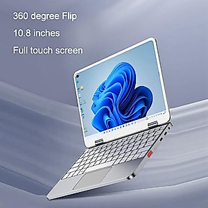 Dpofirs 2 in 1 Touchscreen Laptop 10.8 Inch, 8GB RAM, 1TB SSD 2560x1600P FHD Touch Laptop with Stylus, Flip Convertible Portable Laptop with WiFi, BT, USB C for Study, Game (8+1TB US Plug)