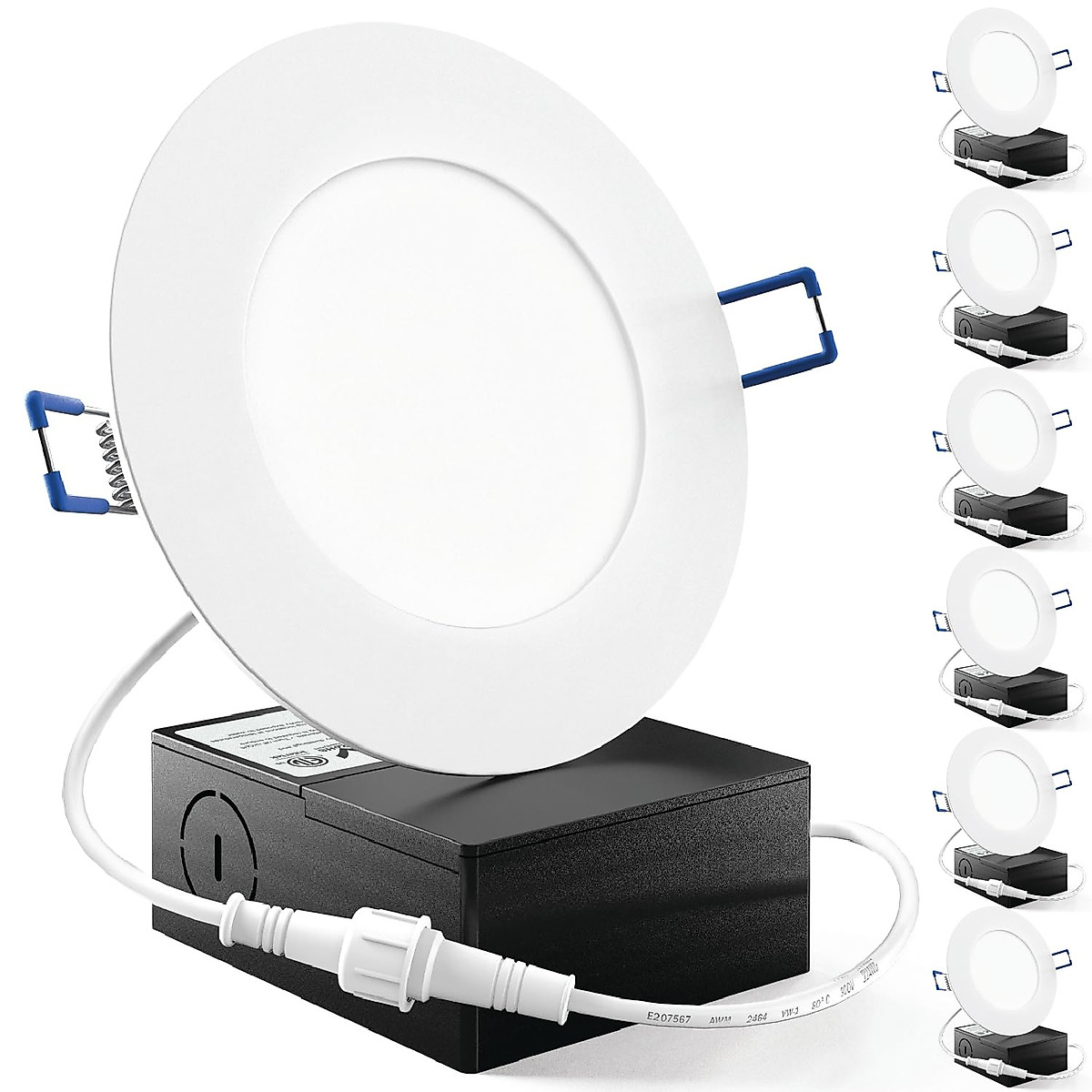 Sunco 6 Pack 4 Inch Ultra Thin LED Recessed Ceiling Lights Slim 3000K Warm White, Dimmable, 10W, Wafer Thin, Canless with Junction Box