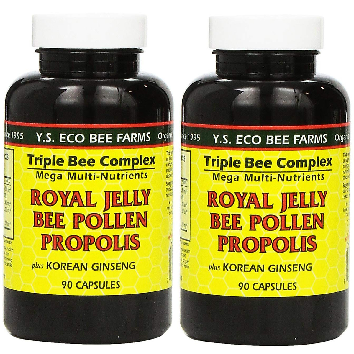 YS Eco Bee Farms, Royal Jelly Bee Pollen Propolis plus Korean Ginseng, 90 Capsules (2Pack)
