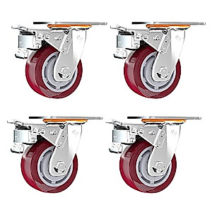 Silent Caster For Furniture, 360 Degree Swivel Castors, Swivel Trolley Furniture Caster With Brakes, Swivel Wheels Designed For Furniture, Workbench, Welding Table, Swivel Casters Wheels 4pcs castor w