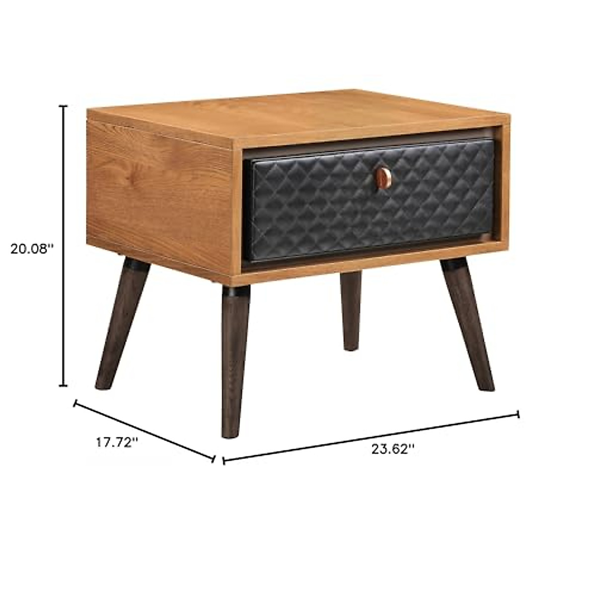 Armen Living Coco Single Drawer with Nightstand, Black/Balsamico