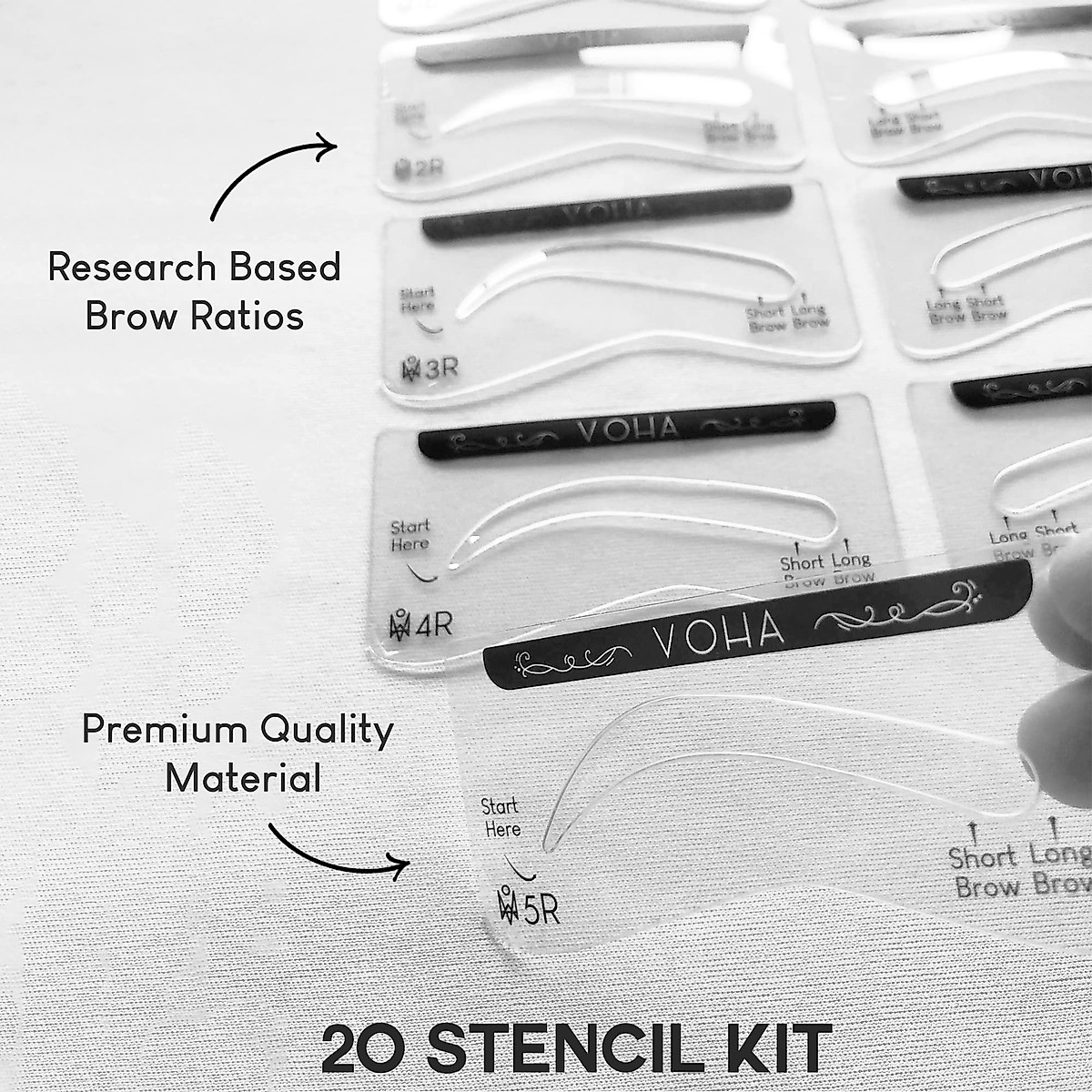 VOHA Eyebrow Stamp Stencil Kit, Eye Brow Stamping Kit, Brow Stamp Kit, Reusable Eyebrow Stencils, Eyebrow Stamp Kit, Eyebrow Stencil Kit, Waterproof Natural Perfect Eyebrow Pomade Kit (Medium Brown)