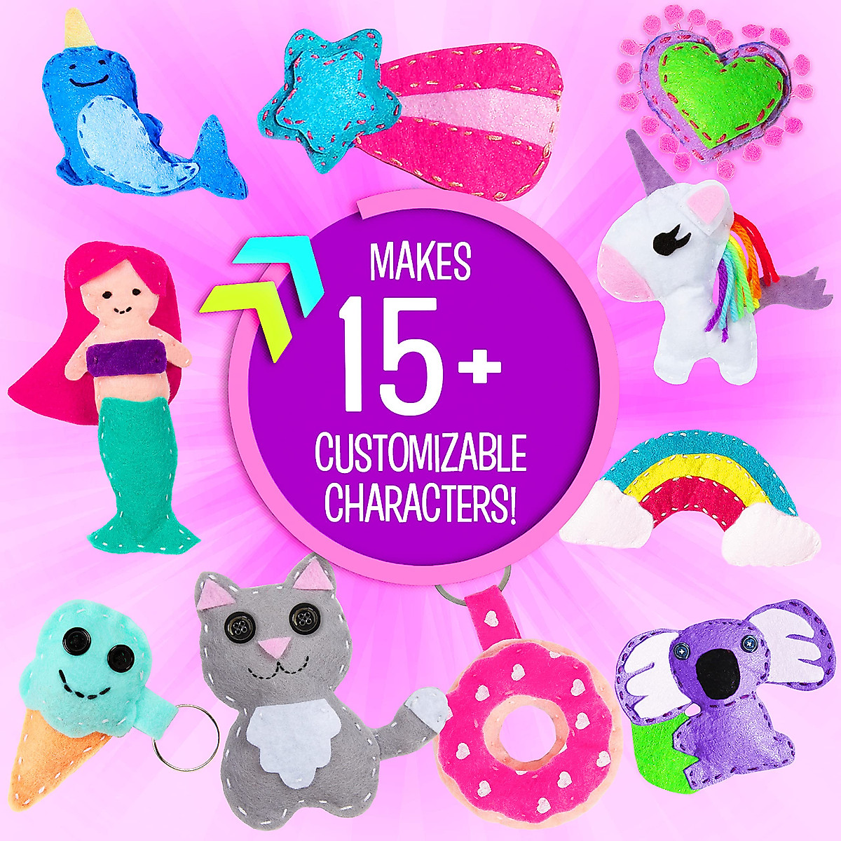 Creative Kids Felt Sewing Kit - Craft 15+ Characters - Fun DIY Kit for Kids 8+ - Creative Sewing Craft Set