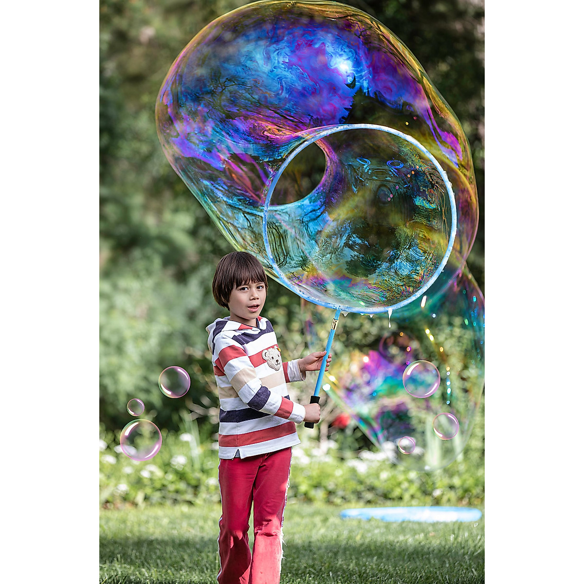 Kid in A Bubble Toy Giant Bubble Wand, Big Bubbles Maker Toy for Kids and Adults, Bubbles Hoop with Inflatable Dipping Pool Tray, Fun Outdoor Toys Playtime Activity Summer Toy, Bubble Show Party Game