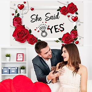 Labakita She Said Yes Backdrop for Photoshoot, Engagement Party Backdrop Sign, Bridal Shower Bachelorette Engagement Party Decoration Supplies, Wedding Engaged Photoshoot