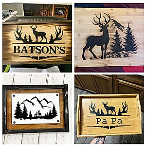 11 Pcs Deer Stencils Forest Mountain Tree Deer Head Stencils for Wood Burning Stencil Template Stencils for Painting on Wood Crafts Home Decors (Deer)