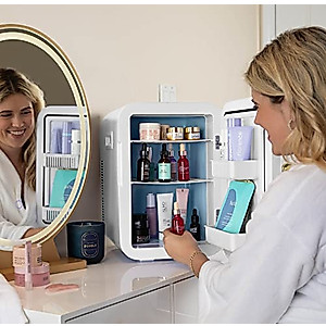 Cooluli 20L Mini Fridge For Bedroom - Car, Office Desk & College Dorm Room - Glass Front & Digital Temperature Control - 12v Small Refrigerator for Food, Drinks, Skincare, Beauty & Breast Milk (White)