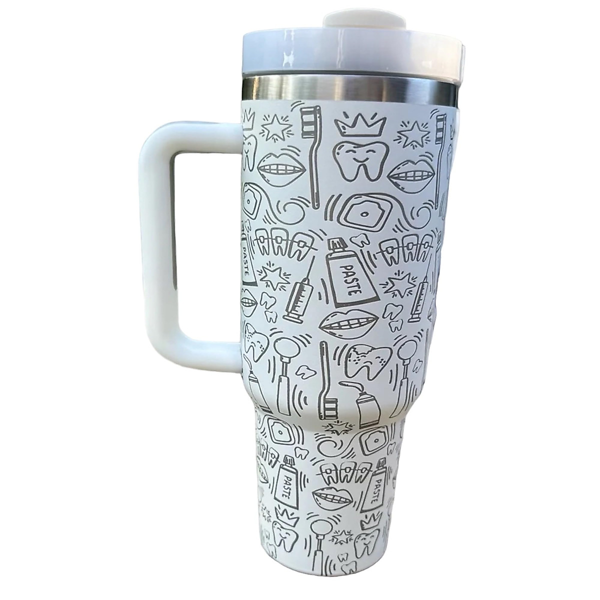 Silva lining designing Stainless Steel 40oz Tumbler - Keeps Drinks Hot/Cold, Engraved, Spill Proof, Dental Hygienist Gift - White, Insulated, Reusable, Dishwasher Safe