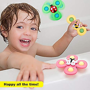 Suction Toys for Baby, 3PC Baby Bath Toys with Rotation Suction Cup for Baby Dining Table/Bathing/Travelling