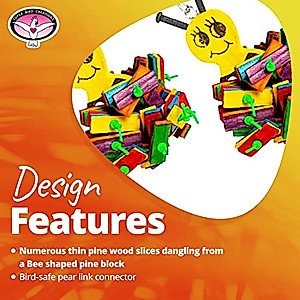 Super Bird Creations SB391 Sm. Buzbee Bird Toy, Small/Medium Bird Size, 9" x 4" x 4"