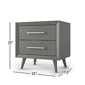 Child Craft Cranbrook 2 Drawer Nightstand for Nursery or Bedroom, Large Storage Drawers, Made of Sturdy Pinewood, Non-Toxic, Baby Safe Finish (Lunar Gray)