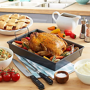 Chicago Metallic Professional Roast Pan with Non-Stick Rack, 13-Inch-by-9-Inch, Gray