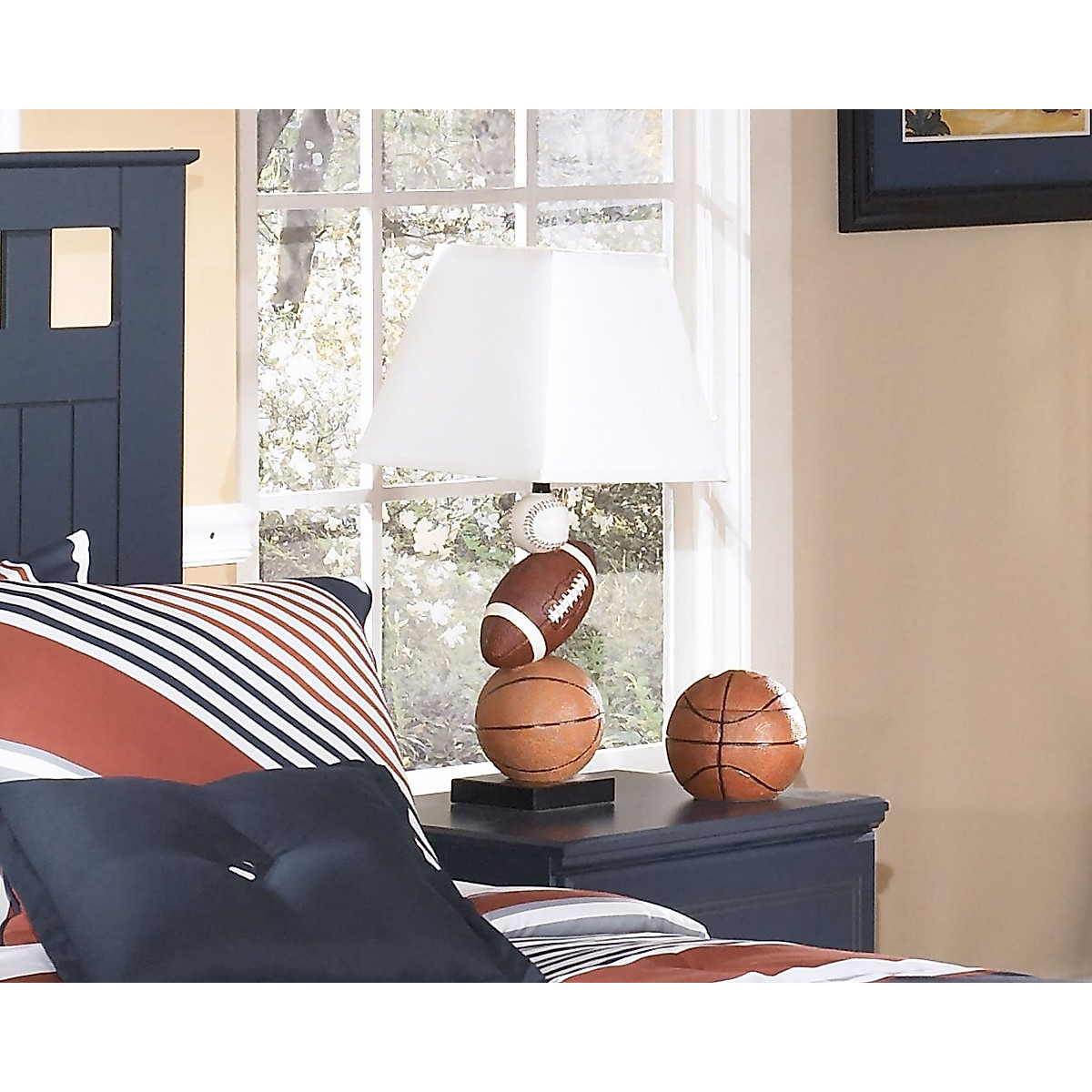 Signature Design by Ashley Nyx Youth 24" Baseball & Football Athletic Table Lamp, Brown & Orange