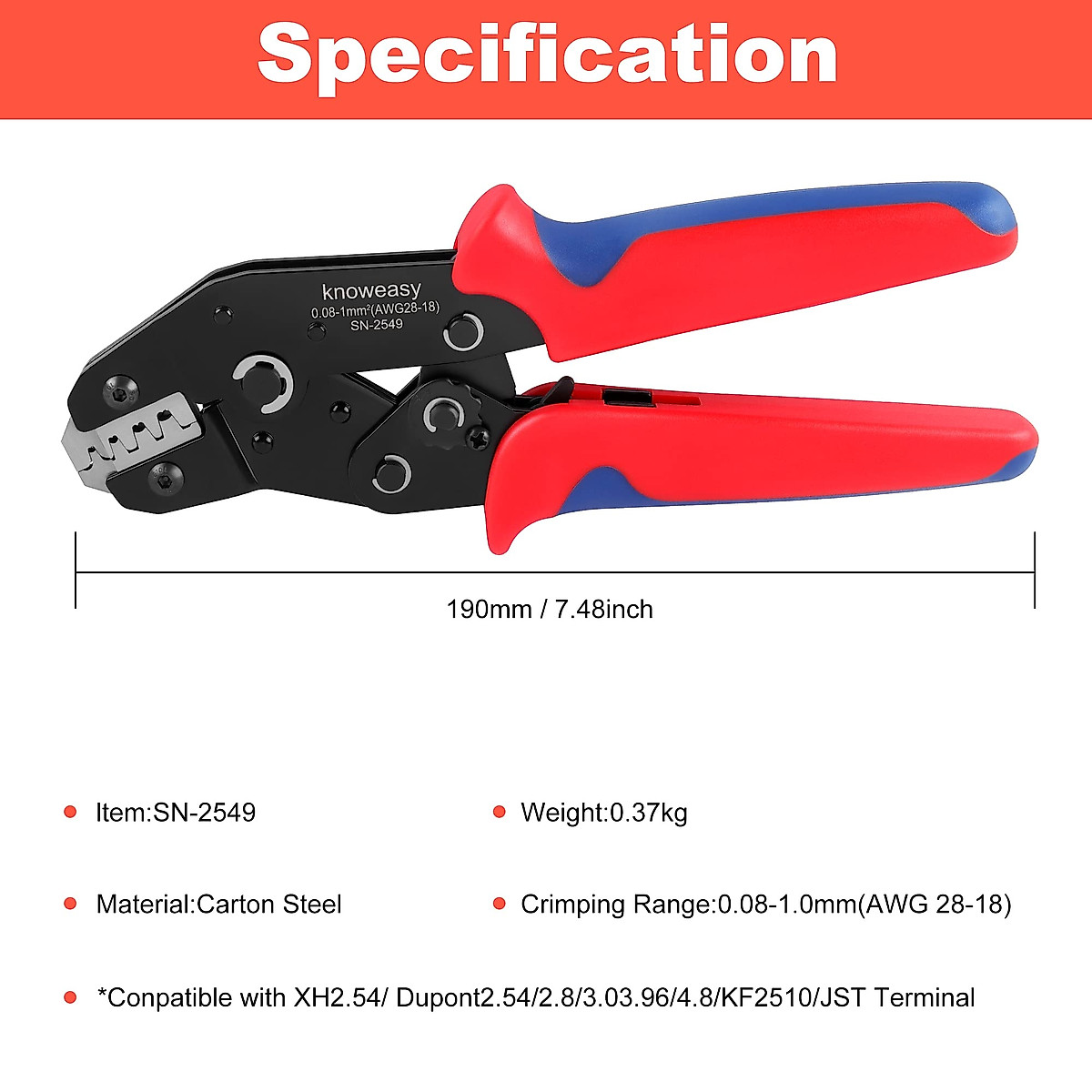 Knoweasy JST Crimper and Molex Crimper Compatible with JST, Dupont, Molex terminals - Precision JST Crimp Tool