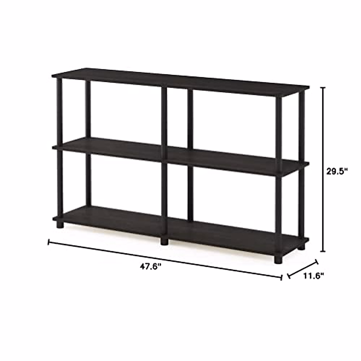 Furinno Turn-N-Tube 3-Tier Double Size Storage Display Rack, Espresso/Black