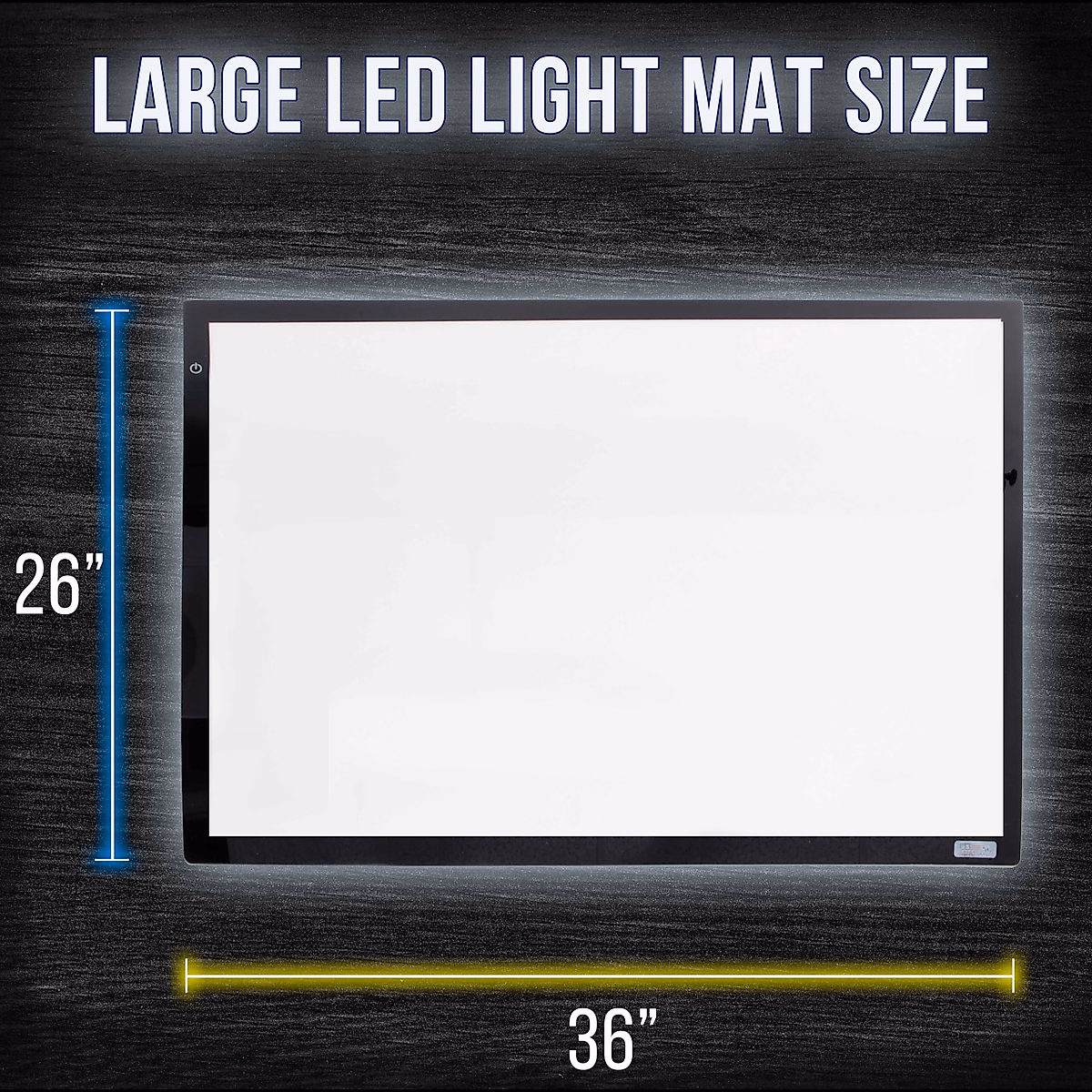 US Art Supply Lightmaster Giant 45-1/4" Diagonal (A1) 26 3/4" x 36 3/4" LED Lightbox Board- 12-Volt Super-Bright Ultra-Thin 3/8" Profile Light Box Pad with 110V AC Power Adapter & Dimmable LED Lamps