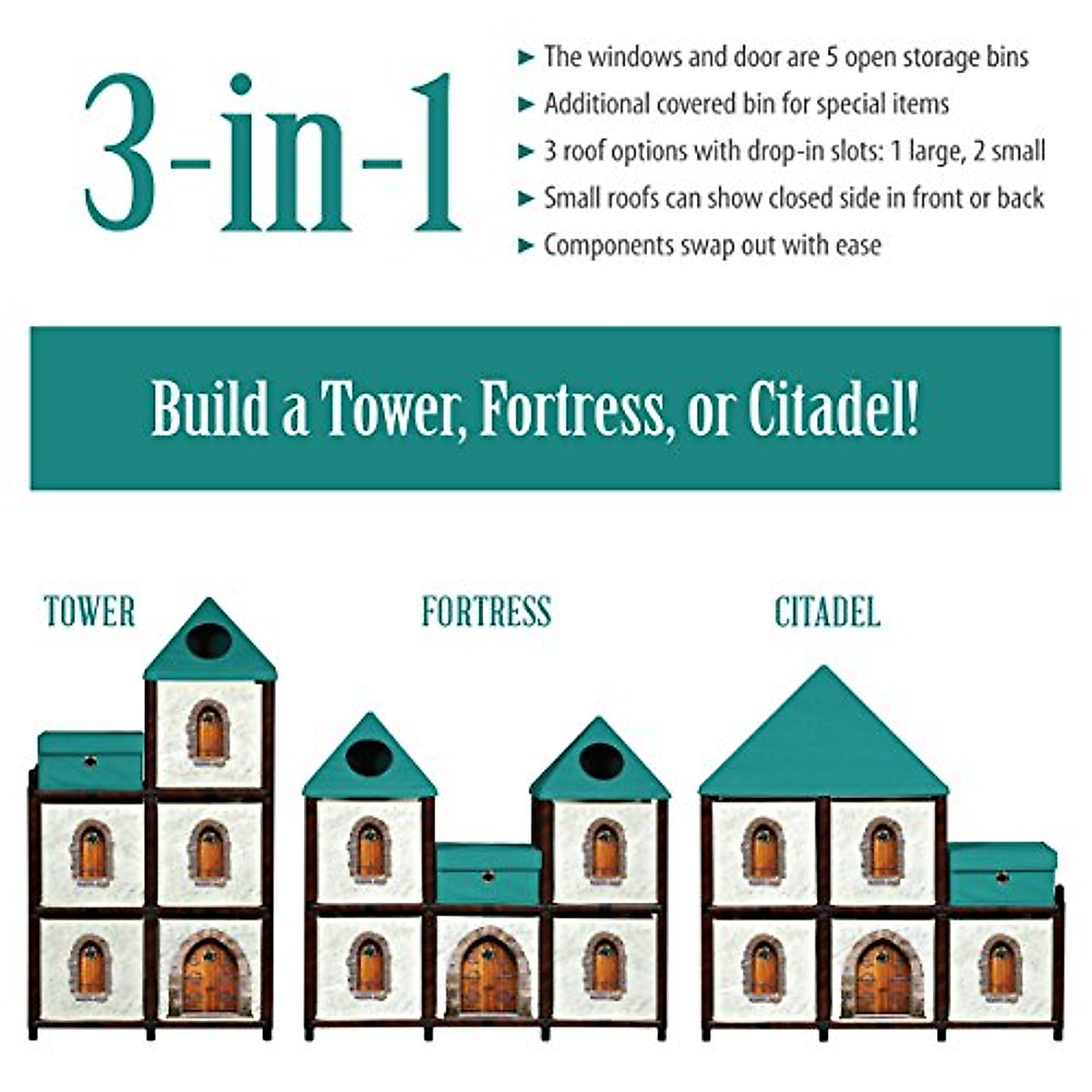 OneSpace 1 Recycled Paper Fantasy Fort Kids Storage Unit, Green and Brown