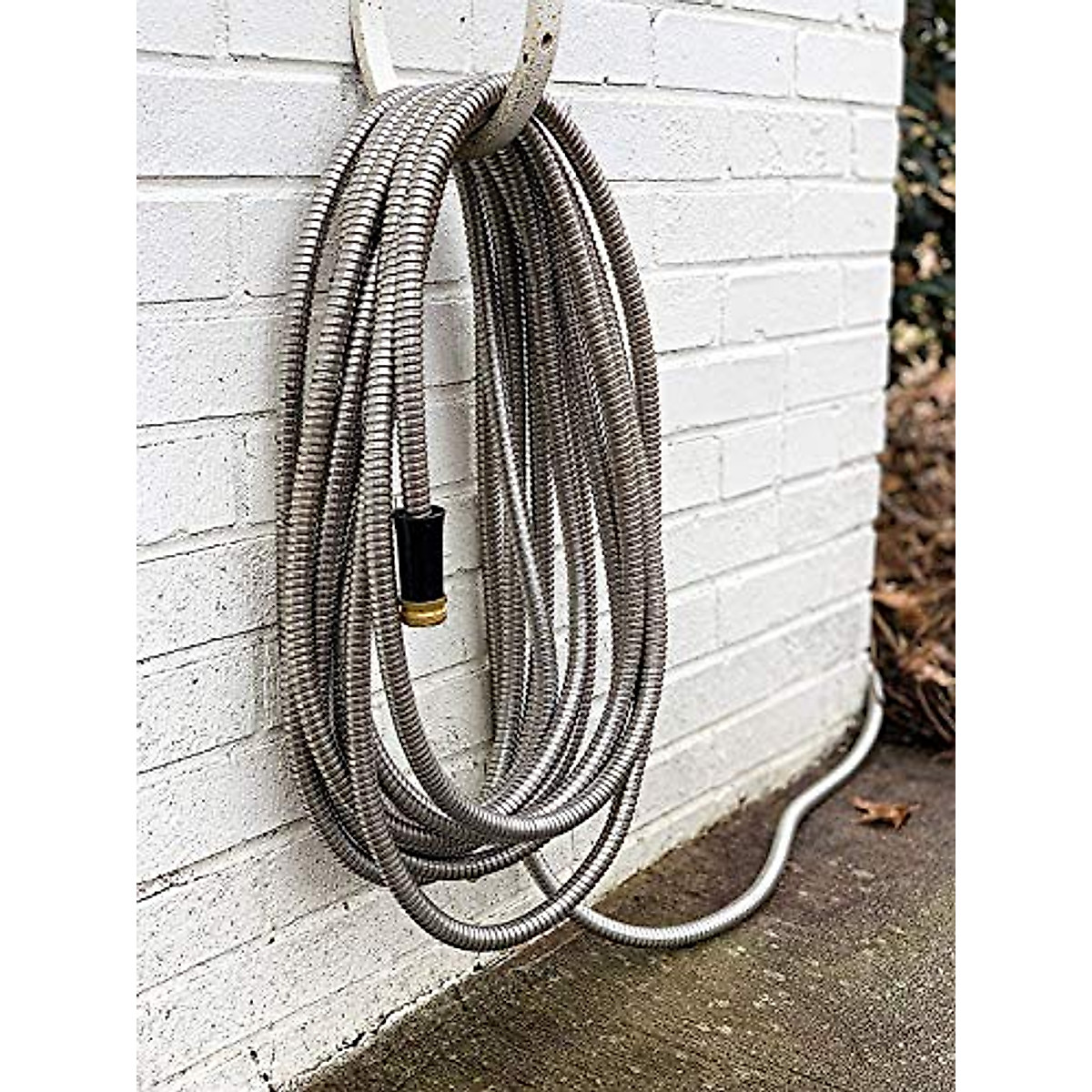MTB 304 Stainless Steel Garden Hose 50-ft with Spray Nozzle and 3/4” Solid Aluminum Connectors, Metal Water Hose