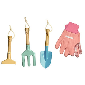 Gardening Set, Tool Kit, for Kids, STEM, Includes Tote Bag, Spade, Watering Can, Rake, Fork, Trowel and Gloves (Petal)