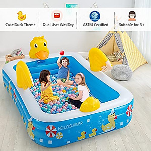 Costzon Inflatable Swimming Pool, Large Family Blow up Kiddie Pool, Full-Sized Thickened Above Ground Pool w/Adjustable Height, Air Pump, Outdoor Backyard Water Party for Age 3+