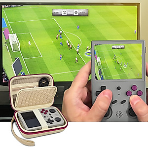 PAIYULE Travel Case Compatible with RG353V/ RG353VS/ R36S Retro Handheld Game Console, Handheld Emulator Storage Holder Organizer, Android Game Console Carrying Bag (Box Only) (Beige)