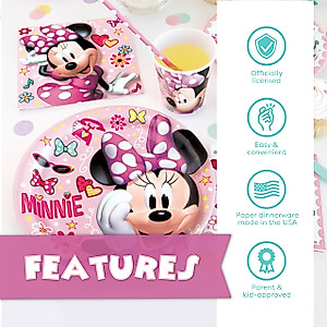 Minnie Mouse Birthday Party Supplies | Minnie Mouse Party Decorations | Minnie Mouse Party Supplies | Serves 16 Guests with Banner, Table Cover, Plates, Napkins, Sticker