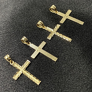Ioka - 14K Yellow Gold Small Cross Pendant Religious Charm Thin Pendant For Necklace or Chain