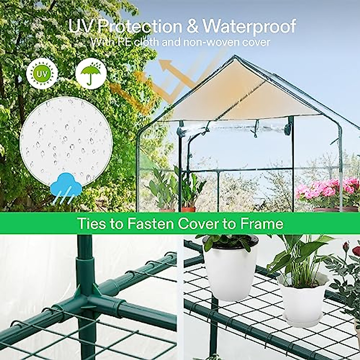 VIVOSUN Transparent 57 x 29 x 77-Inch Mini Walk-in Green House with Windows and Anchors, Plant Garden Hot House