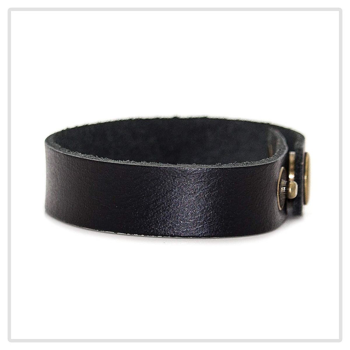 Mgutillart Punk Vintage Alloy Buckle Wristband Leather Cuff Bracelet(Black)