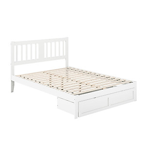 AFI Tahoe Twin XL Size Platform Bed with Foot Drawer & Charging Station in White