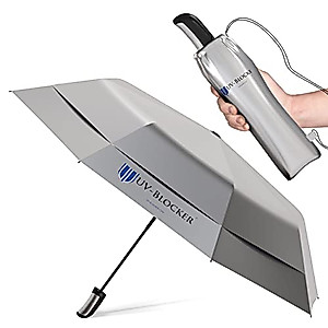 UV-Blocker Travel Sun Protection UV Umbrella Auto Open Double Vented Canopy Windproof Sun Umbrella UV Protection 55+ UPF