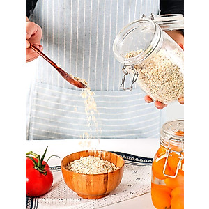 Lawei 4 Pack Plastic Mason Jars with Hinged Lids - 55 Oz Airtight Storage Canister Wide Mouth Kitchen Food Storage Jar for Sugar, Flour, Cereal, Coffee, Pasta, Cookies and Canning