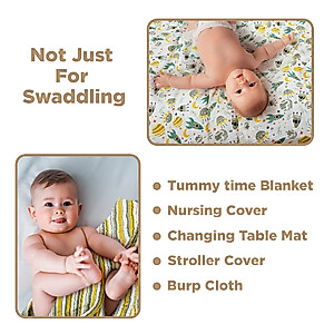 Muslin Swaddle Blankets Babies, Very Soft and Breathable Essential Receiving wrap, Ideal Newborn swaddling Set, Best Shower Gift, 47 X 47 inches (Gimme Some Space (4 Pack))