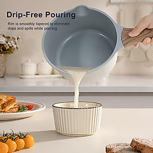 OROLEY Pots and Pans Set Nonstick,Ceramic Cookware Set Pots, Pans, Lids and Spatula Kits,Non Toxic, PTFE & PFOA Free - Compatible with All Stovetops (Gas, Electric & Induction) (Cream)