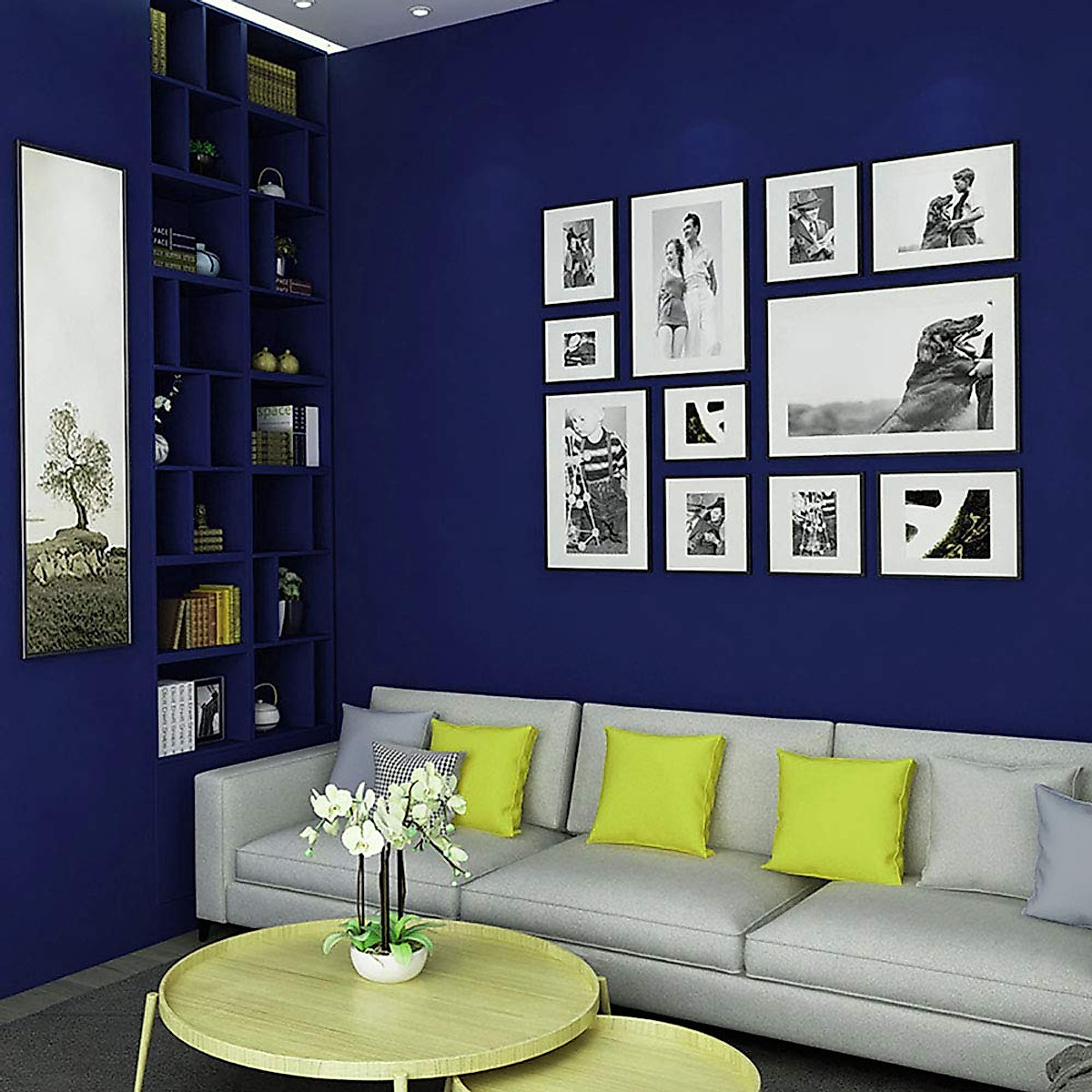 17.7" x118" Yasinet Dark Blue Peel and Stick Wallpaper Blue Contact Paper Waterproof Self Adhesive Removable Blue Wall Paper Textured Wallpaper Decorative for Wall Covering Countertop Table Vinyl Film