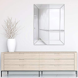 Empire Art Direct Solid Wood Frame Wall Mirror Covered with Beveled Mirror Panels, 1"-beveled Center Mirror, Vanity, Bathroom, Living Room ＆ Bedroom, 40" x 30", Ready to Hang