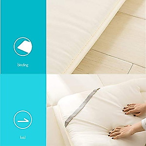Japanese Futon Mattress Microfiber Soft Queen Sleeping Pad,Foldable Tatami Floor Mat,Fluffy Breathable Mattress Creamy-White 100x200cm(39x79inch)