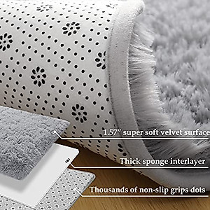 Merelax Soft Modern Indoor Large Shaggy Rug for Livingroom Bedroom Dorm Kids Room Home Decorative, Non-Slip Plush Fluffy Furry Fur Area Rugs Comfy Nursery Accent Floor Carpet 8x10 Feet, Grey