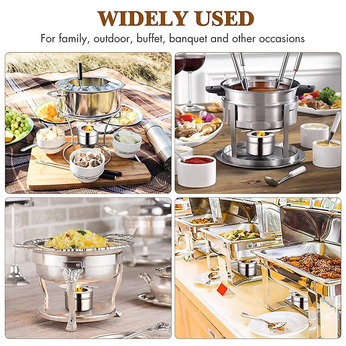 DOITOOL 4Pack Stainless Steel Fuel Holders, Chafing Fuel Holders with Cover, Fuel Holder for Chafing Dish, and Buffet, Barbecue, Party