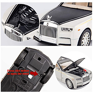 Toy Car Model White Rolls-Royce Phantom Alloy Collectible Pull Back Vehicles Diecast with Light and Sound
