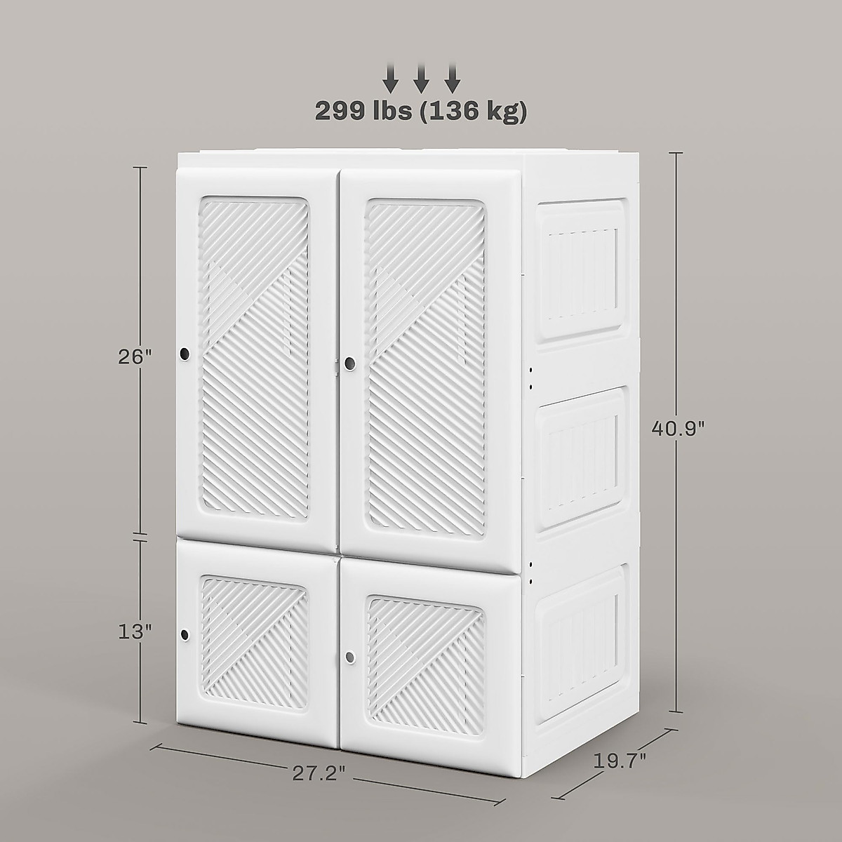 HOMCOM Portable Wardrobe Closet, Folding Bedroom Armoire, Clothes Storage Organizer with 6 Cube Compartments, 4 Magnet Doors, White