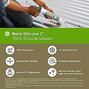 GE Sealants & Adhesives GE5050 Advanced Silicone 2 Sealant, 10.1oz, Metallic Gray