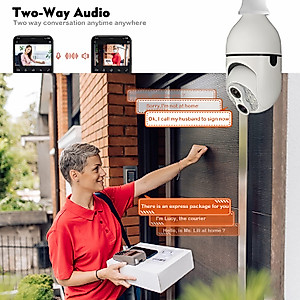 10X Hybrid Zoom Light Bulb Security Camera, 2MP Light Socket Security Camera Outdoor Indoor, Wireless WiFi Home Security Cameras, Full Color Night Vision, Two-Way Dialogue, Motion Tracking
